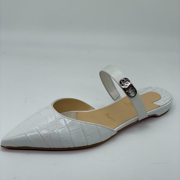 Christian Louboutin | Shoes | Christian Louboutin Choc Lock Croc Embossed Leather Flat Mule ...